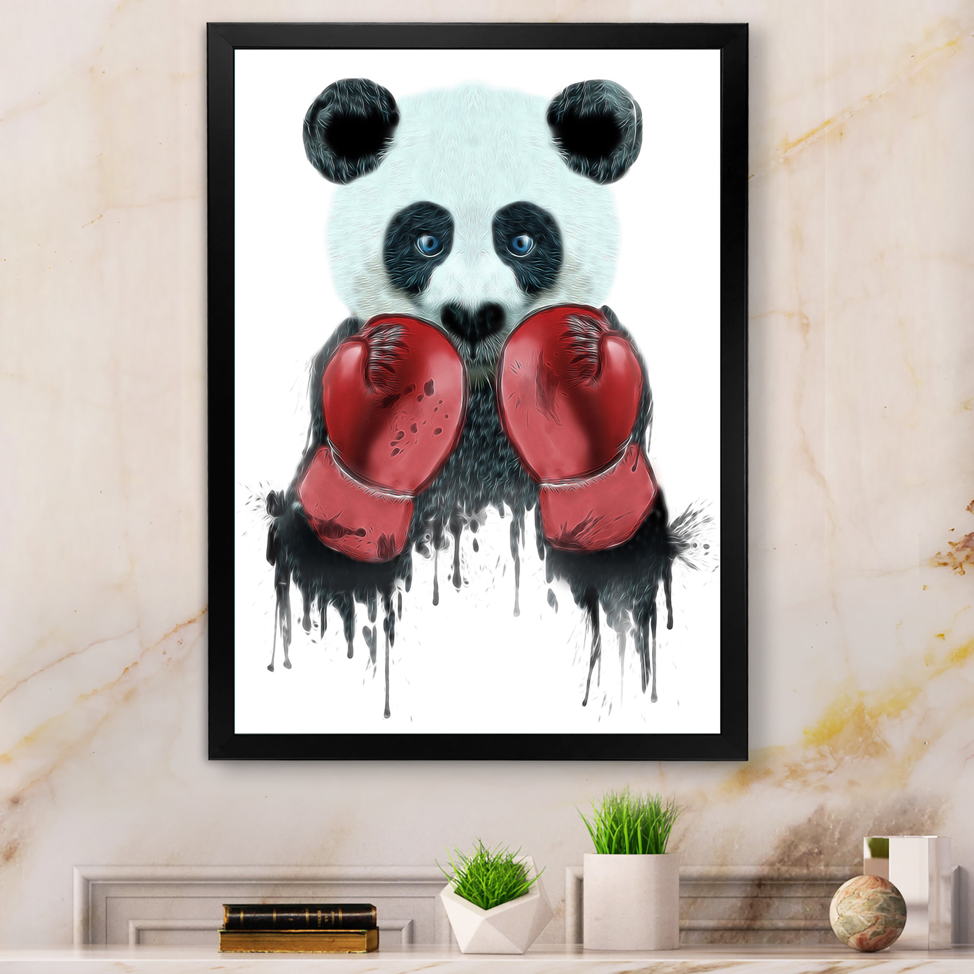 Trinx Hipster Boxer Panda Ready for Boxing - Picture Frame Print on Canvas | Wayfair